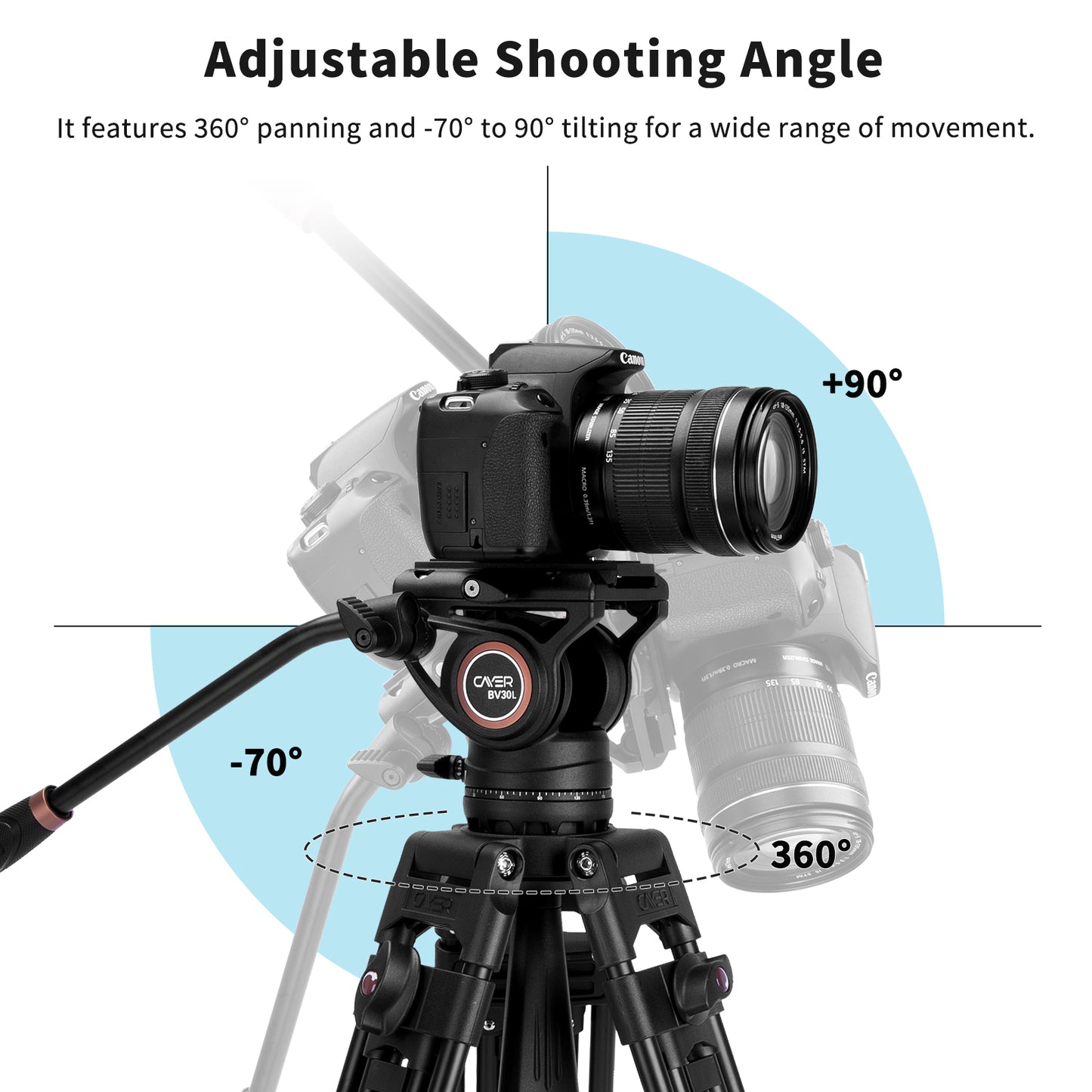 Cayer BV30L 72 inch Heavy Duty Aluminum Twin Tube Tripod Kit with K3 F